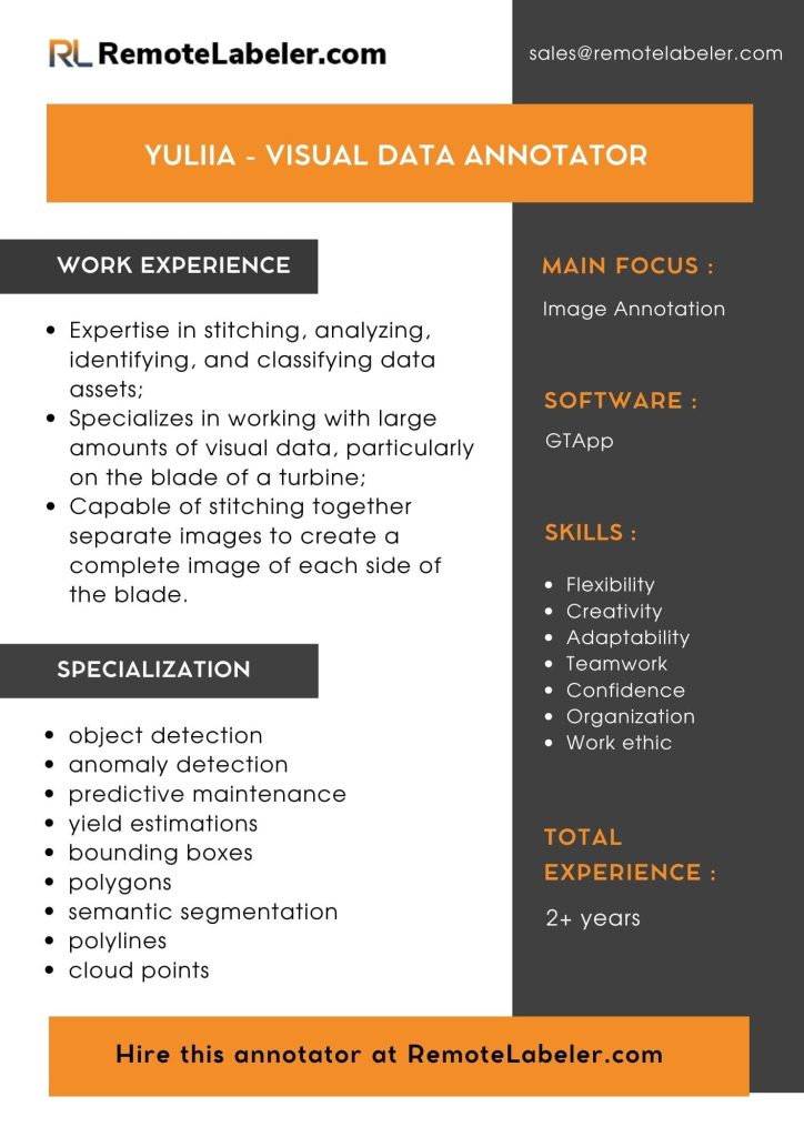 Visual Annotator Yuliia - Expert in Labeling & Classifying Data Visual Annotator Yuliia - Expert in Labeling & Classifying Data
